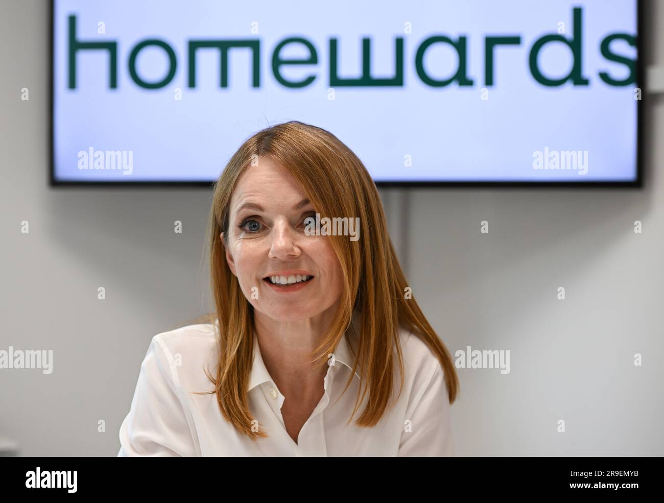 Geri Horner during a visit to Maindee Primary School in Newport ...