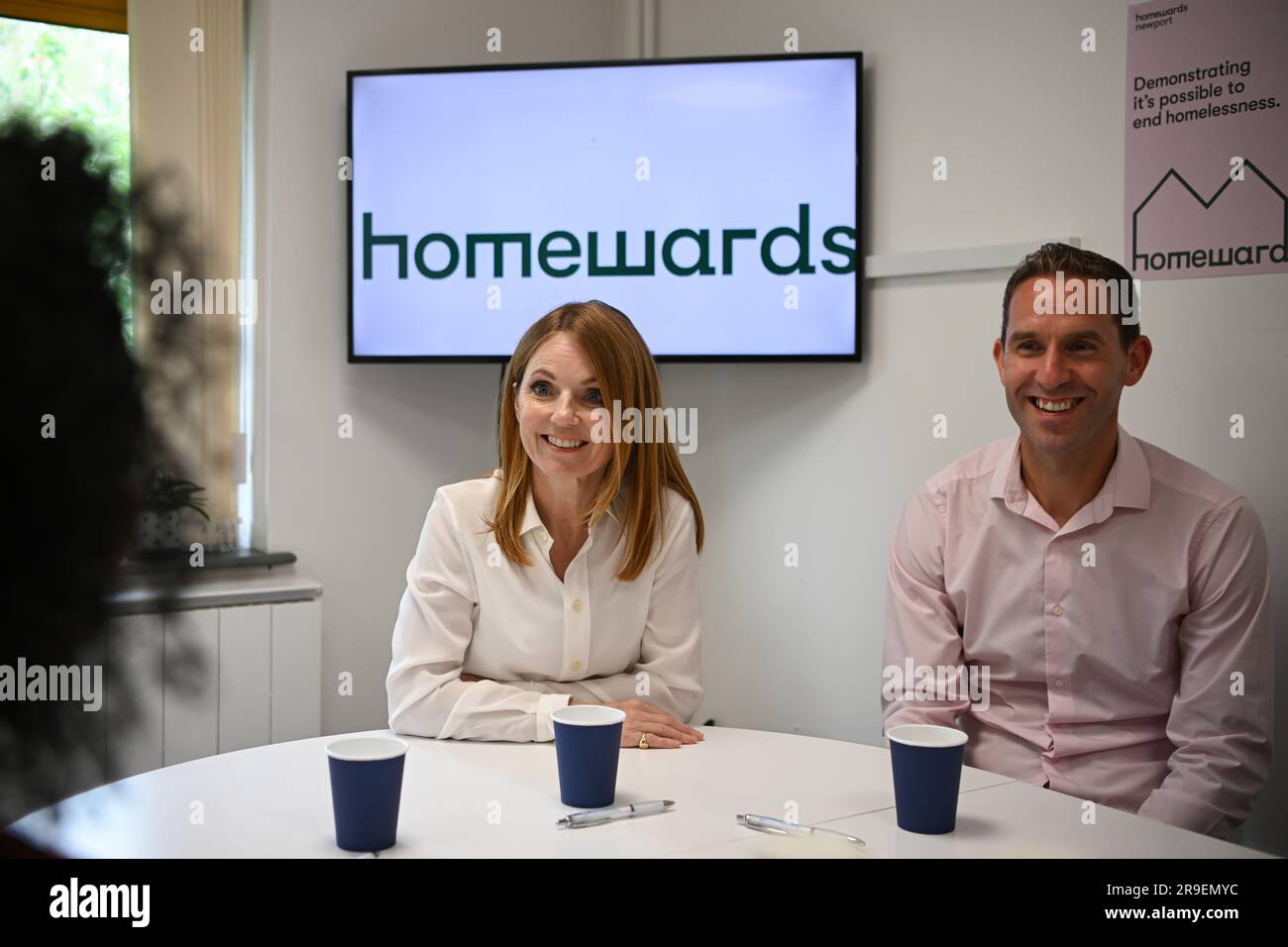 Geri Horner during a visit to Maindee Primary School in Newport ...