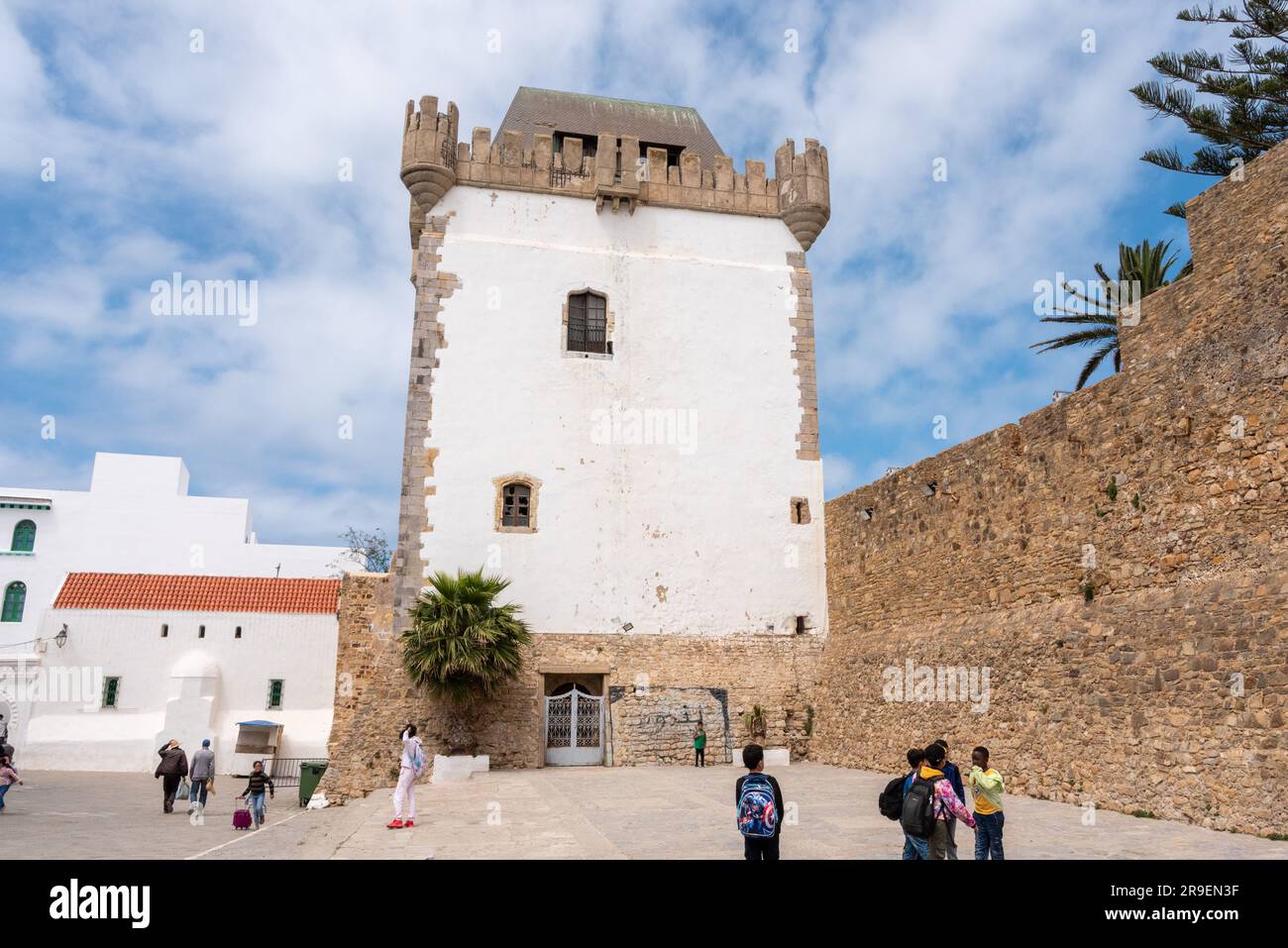Medieval Borj al Khamra tower in the city center of Asilah, Morocco ...