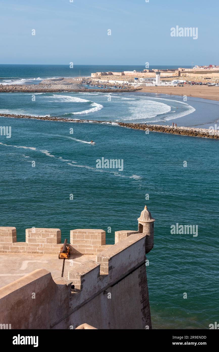 Coast of the Atlantic ocean from the Oudayas Kasbah viewpoint in Rabat ...