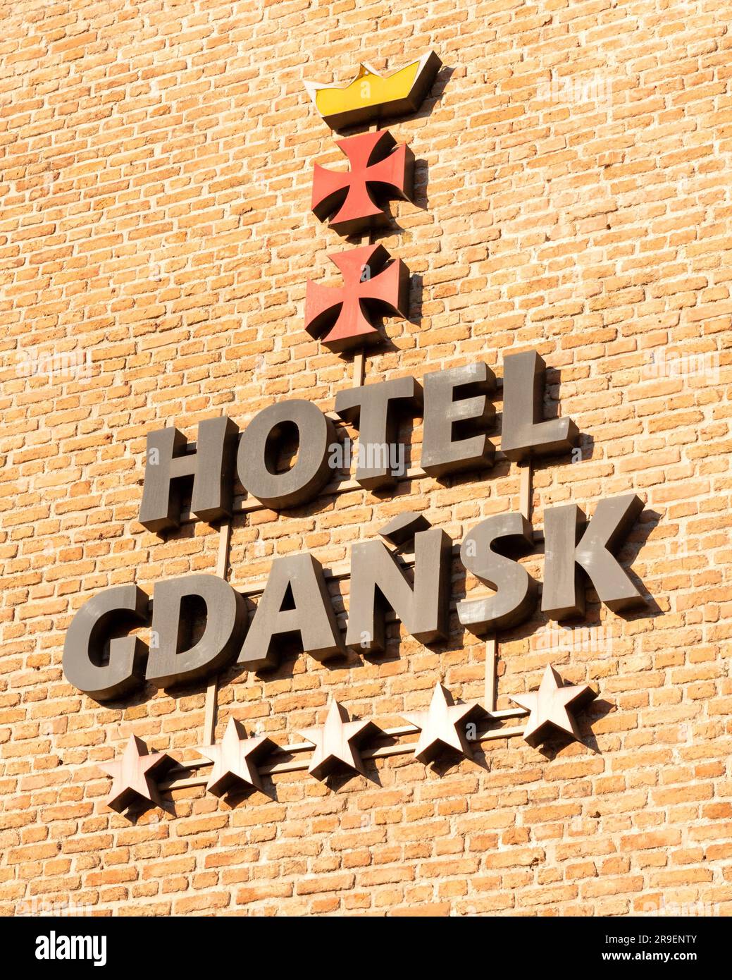 Hotel Gdansk sign and logo in the Old Town of Gdansk, Poland, Europe ...