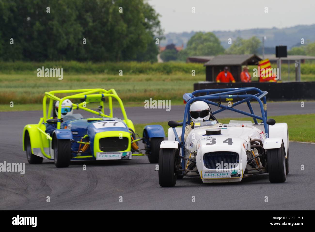 Dalton on Tees, 25 June 2023. Trevor Faunch and Andy Perkins driving in ...