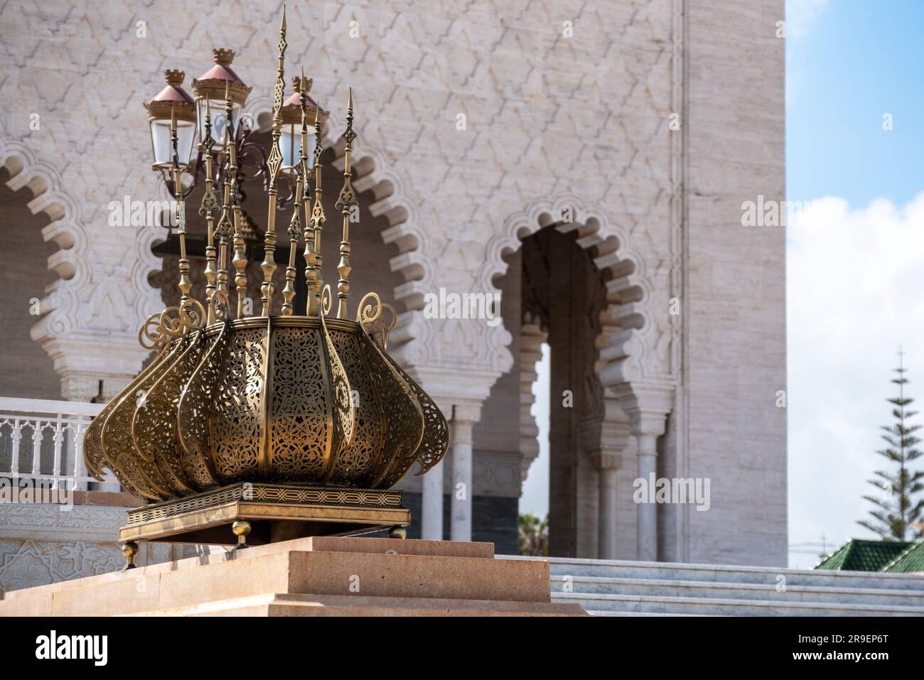 Oriental decoration at the entrance of the mausoleum of Hassan II. and ...