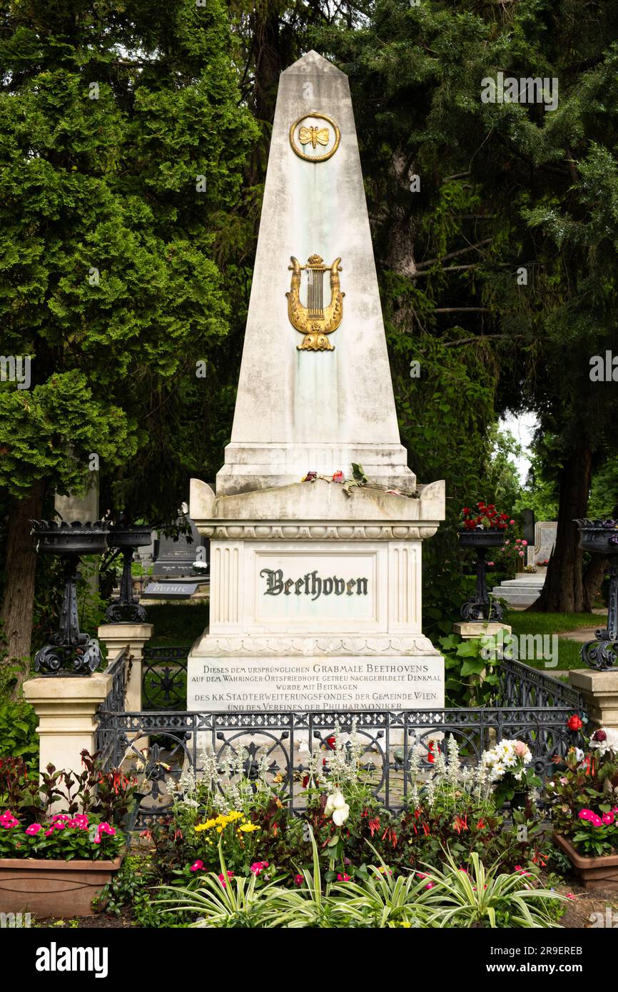 Beethoven's grave in the central cemetery of Vienna. June 4, 2023 ...