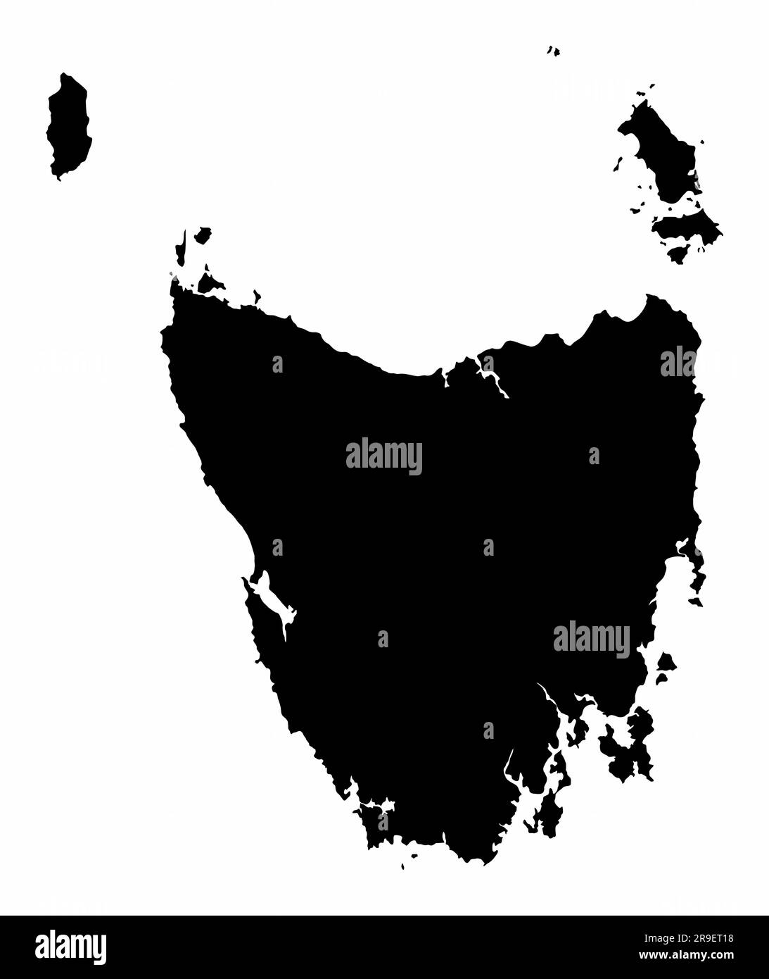Tasmania map silhouette isolated on white background, Australia Stock ...