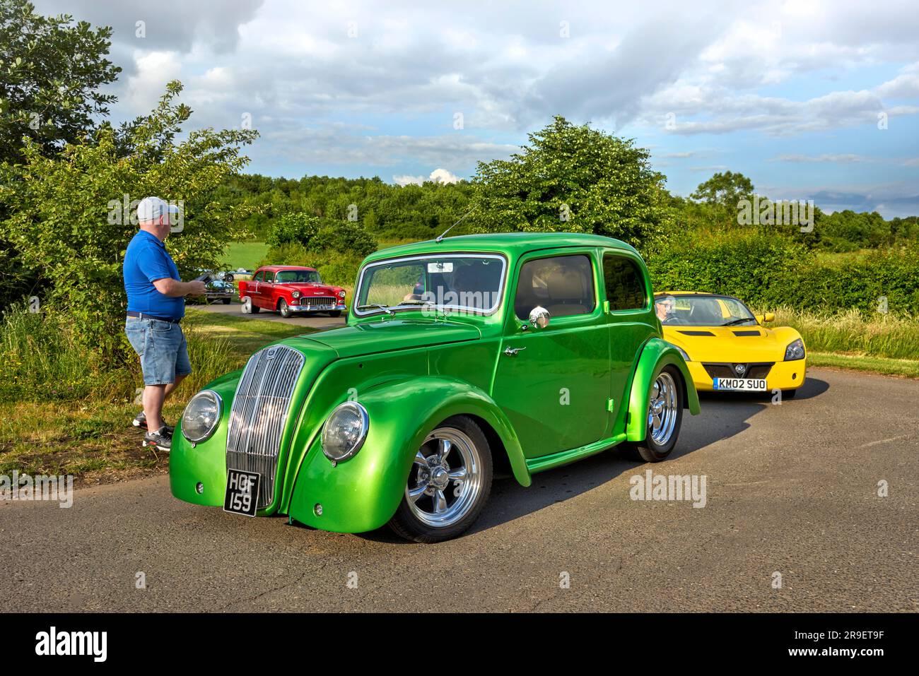 Morris 8 Hot Rod 1947. Customised English classic car in green metallic ...