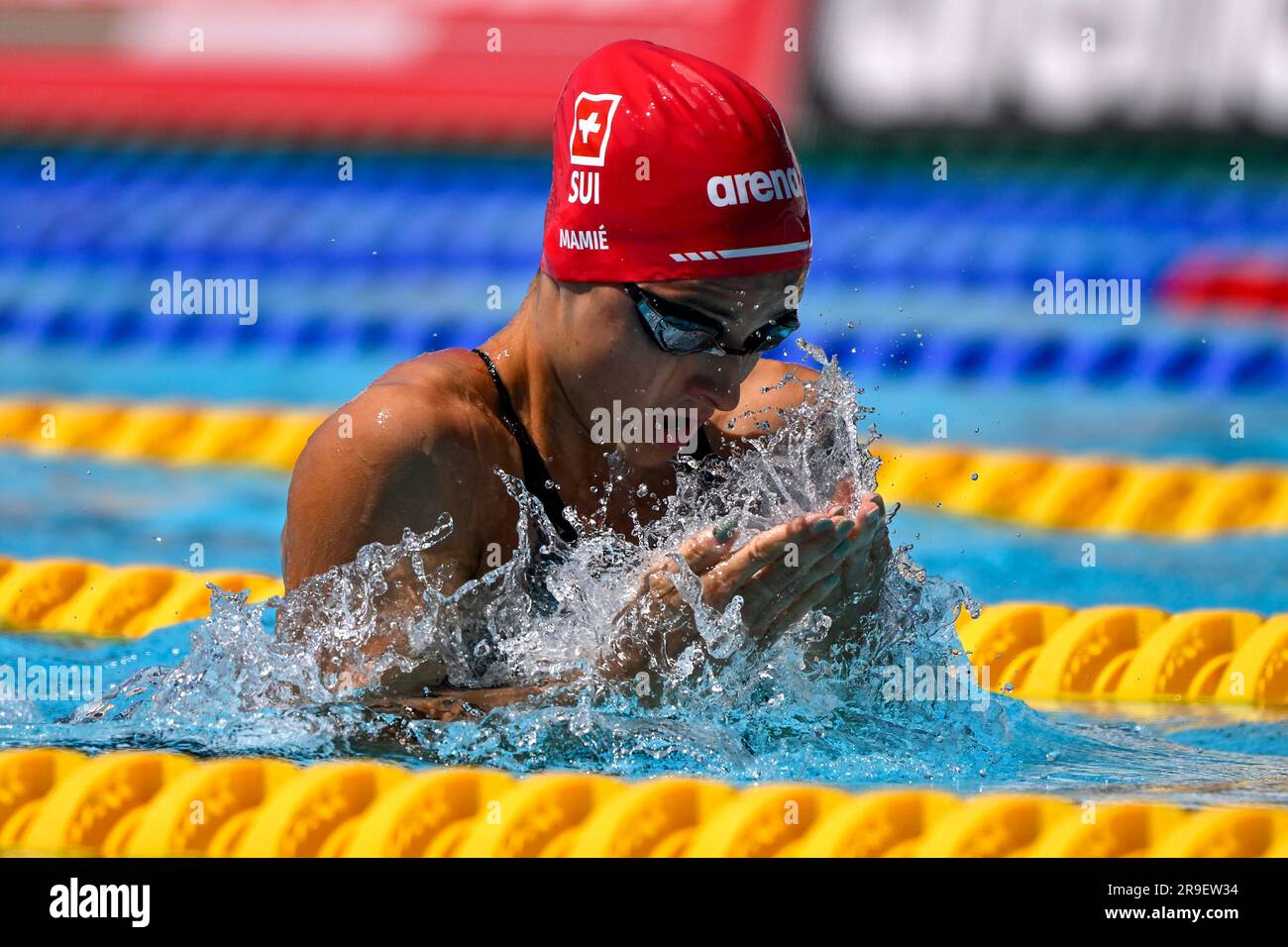 Lisa Mamie of Switzerland competes in the 200m Breaststroke Women Heats ...