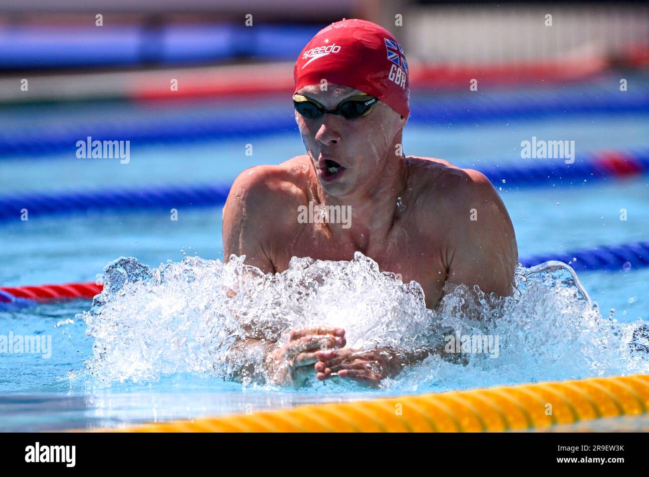 Gregory Butler of Great Britain competes in the 200m Breaststroke Men ...