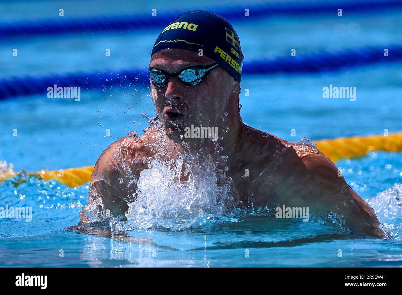 Erik Persson of Sweden competes in the 200m Breaststroke Men Heats ...