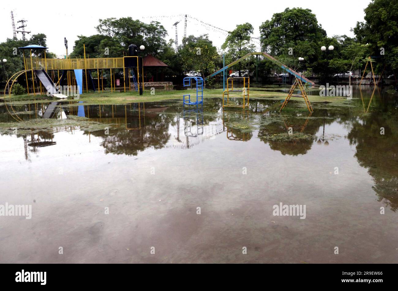 Karachi, Pakistan June 26, 2023. View of stagnant rain water after ...