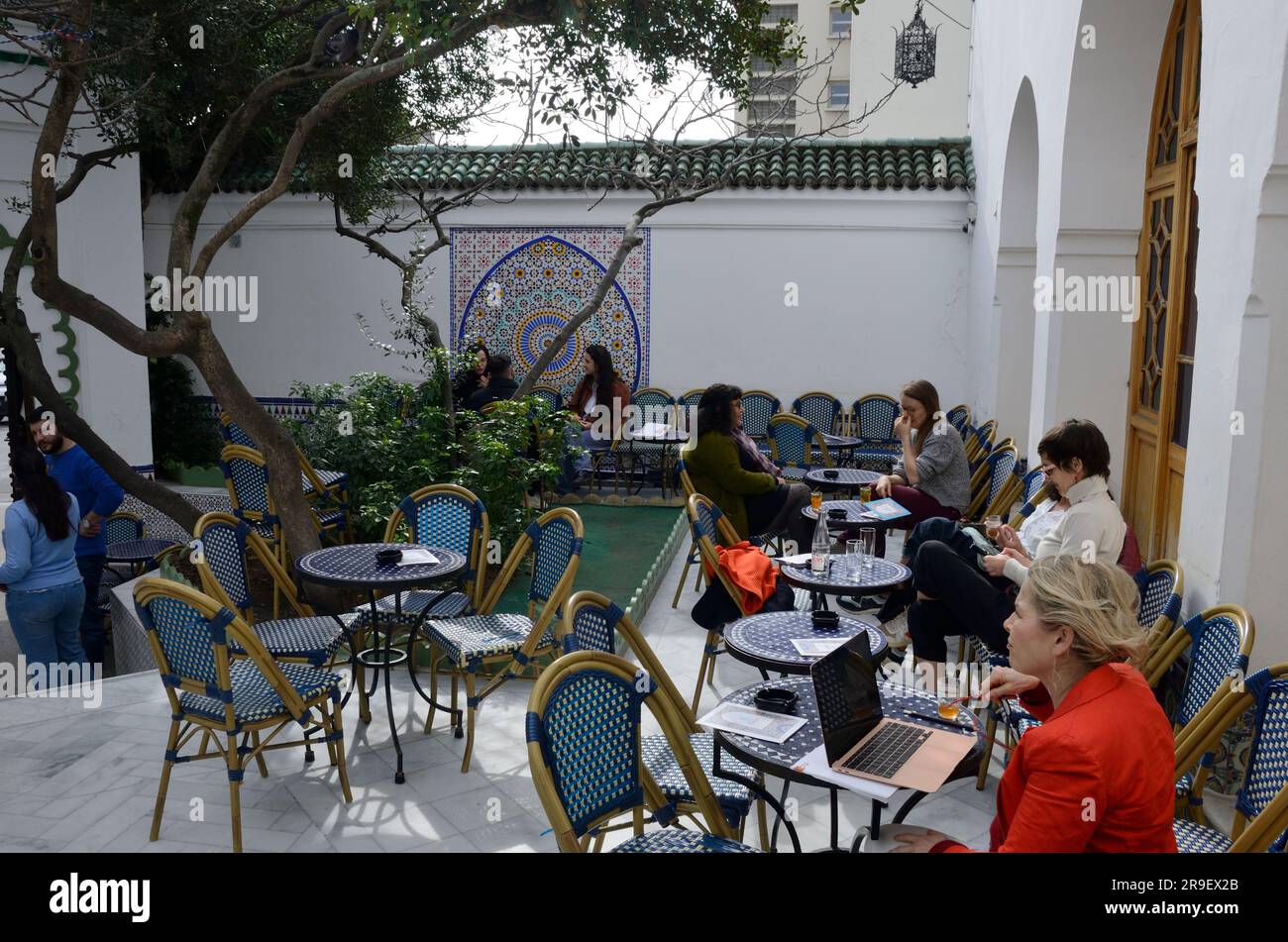 Paris, France - March 17, 2023: People in outdoor teahouse located in ...