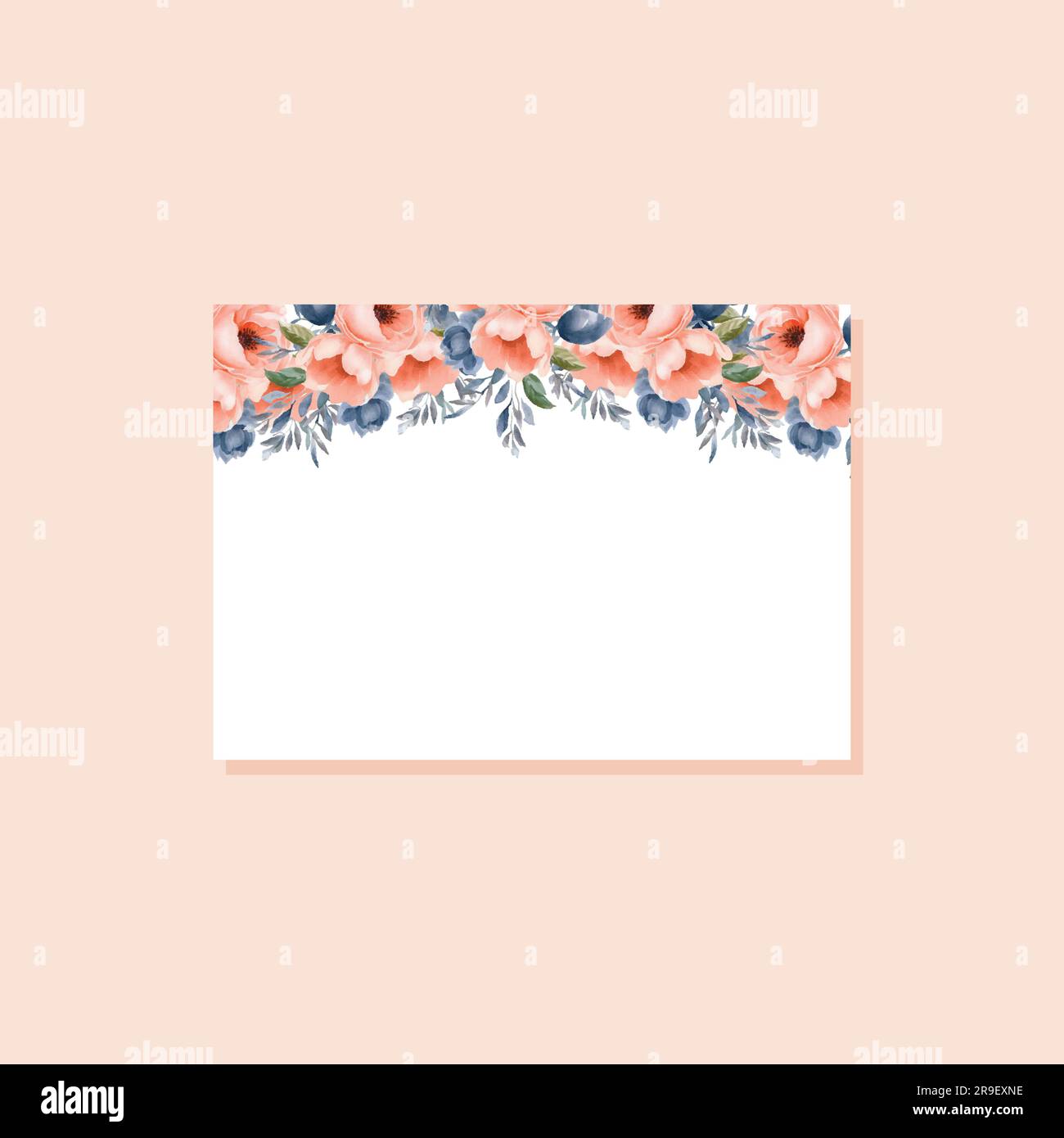 Watercolor peach and blue flowers border Stock Vector Image & Art - Alamy