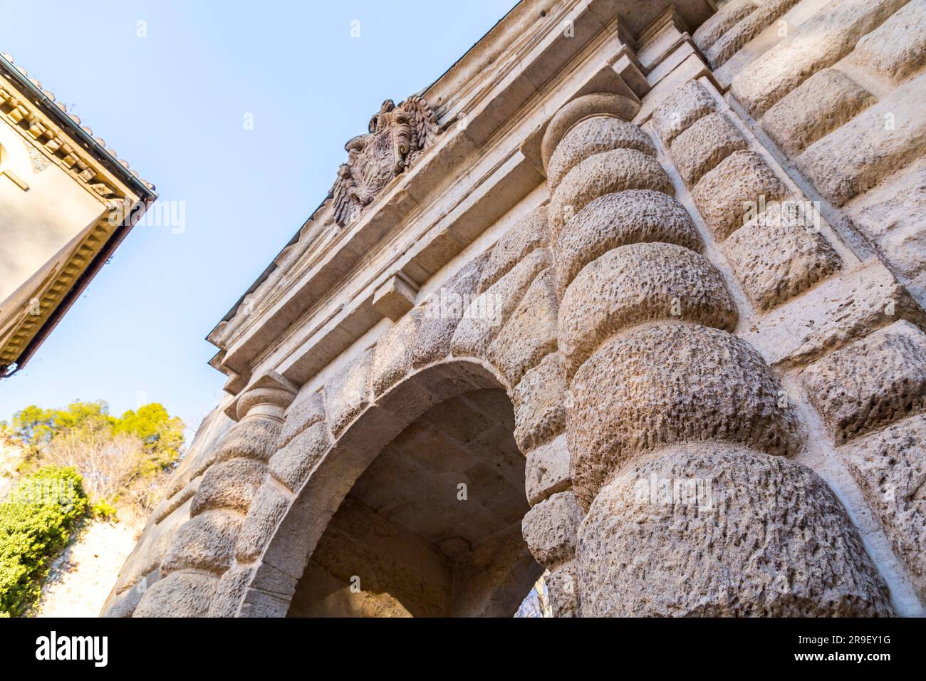Entrance to the famous historical structure of the Al-Hambra Palace in ...