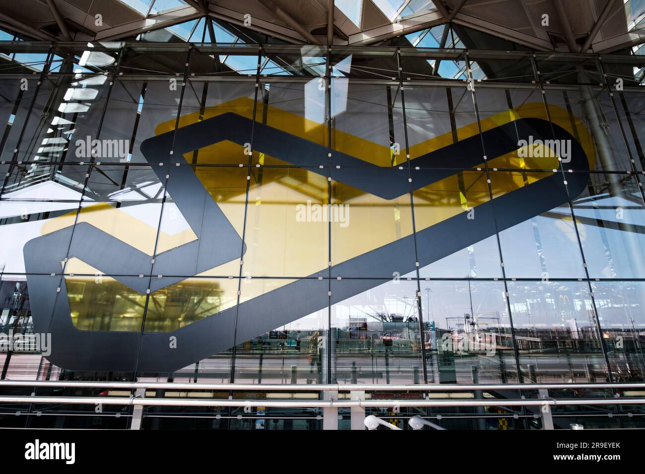 Pictogram departing plane at terminal 2 at Cologne/Bonn airport, NRW ...