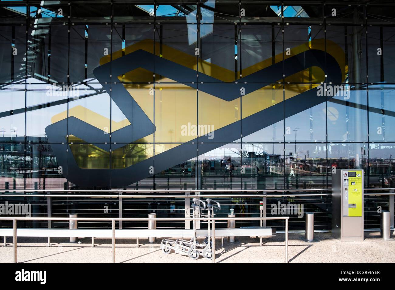 Pictogram departing plane at terminal 2 at Cologne/Bonn airport, NRW ...