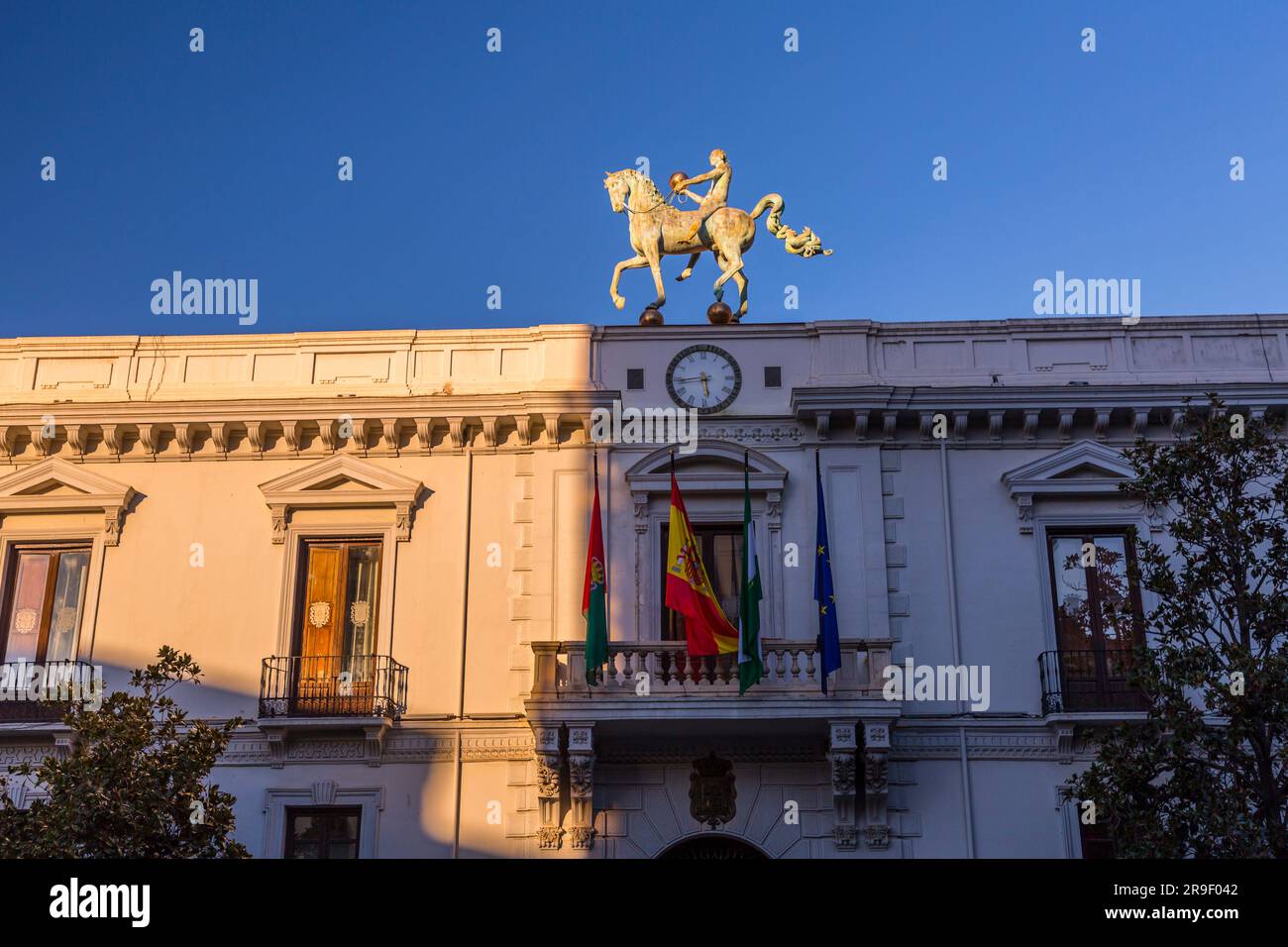 Exterior view of the city hall building of Granada, Andalusia, Spain ...