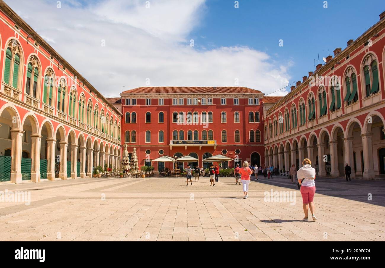 Split, Croatia - May 12th 2023. The historic Trg Republike - Republic ...