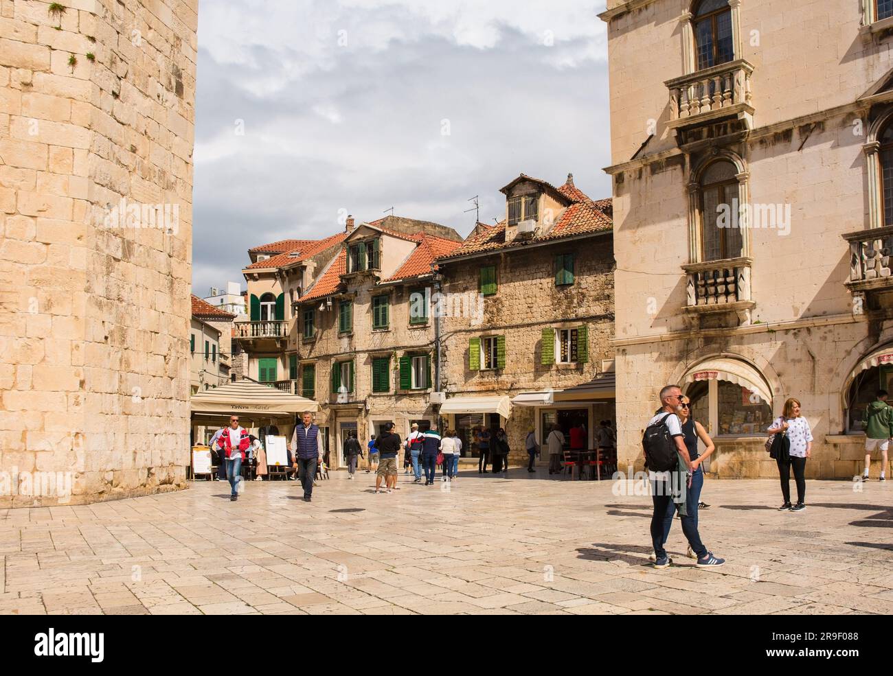 Split, Croatia - May 12th 2023. The historic Vocni Trg - Fruit Square ...