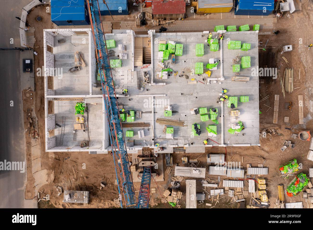 Drone photography of new high rise being built during summer day Stock ...