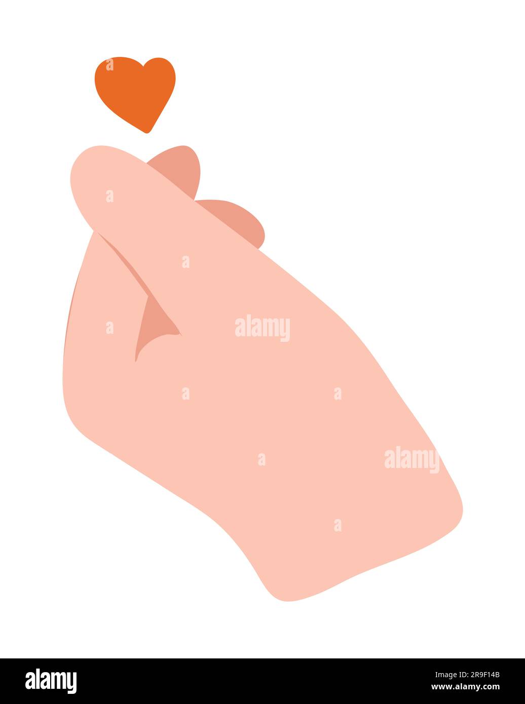 Korean finger heart sign. Finger with mini heart and respect symbol. I like you, self. Finger ...