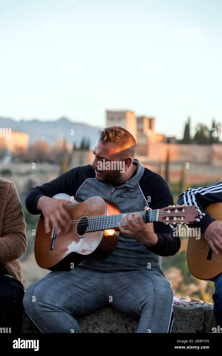 Granada, Spain-Feb 22, 2022: Group of Gypsy musicians performing ...