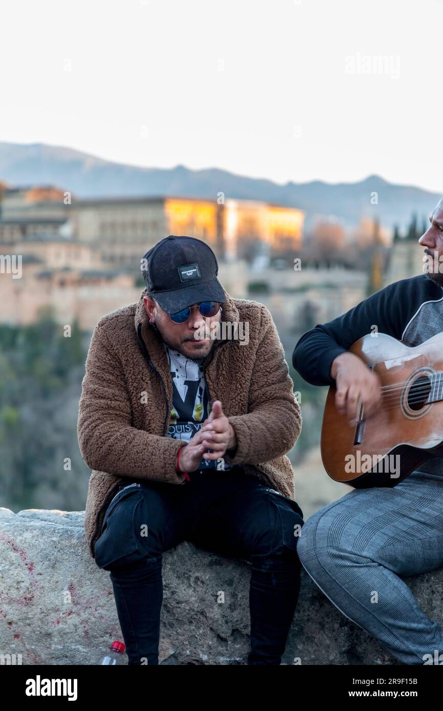 Granada, Spain-Feb 22, 2022: Group of Gypsy musicians performing ...