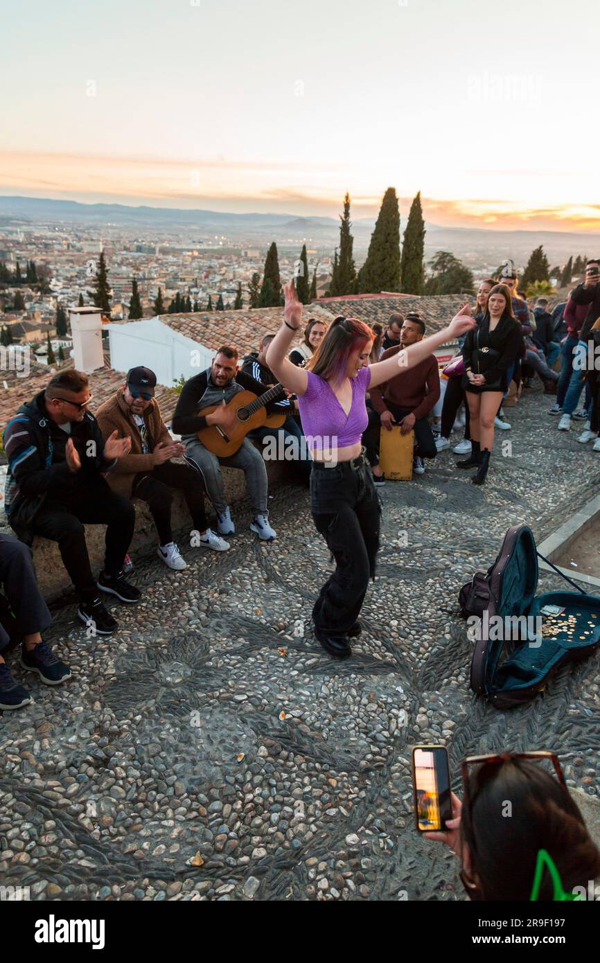 Granada, Spain-Feb 22, 2022: Group of Gypsy musicians performing ...