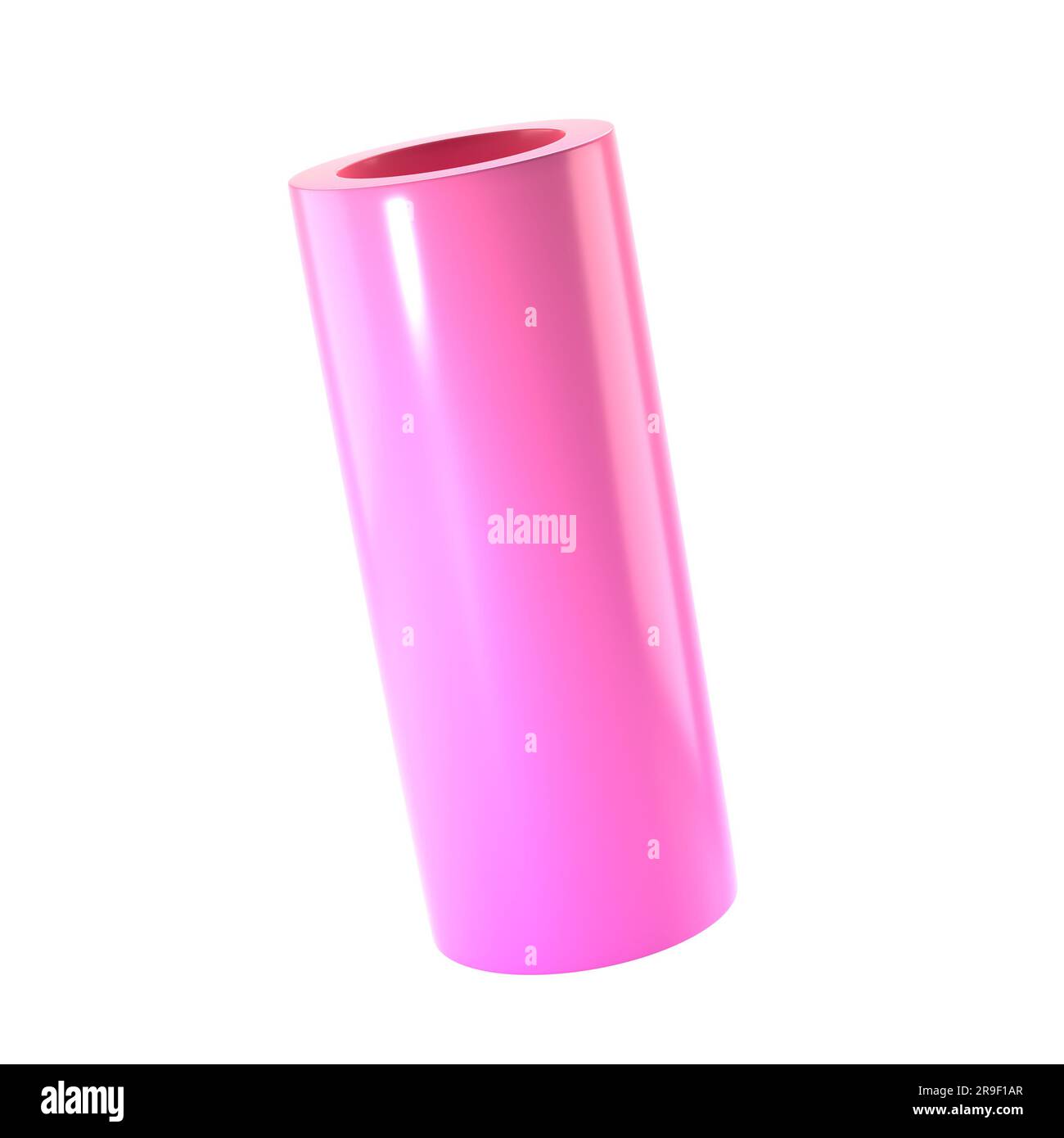 3d shape metallic pipe. Realistic geometric glossy pink and lilac ...