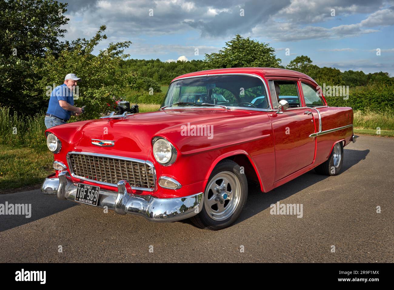 Chevrolet Bel Air 1956 2 door red USA saloon Stock Photo - Alamy