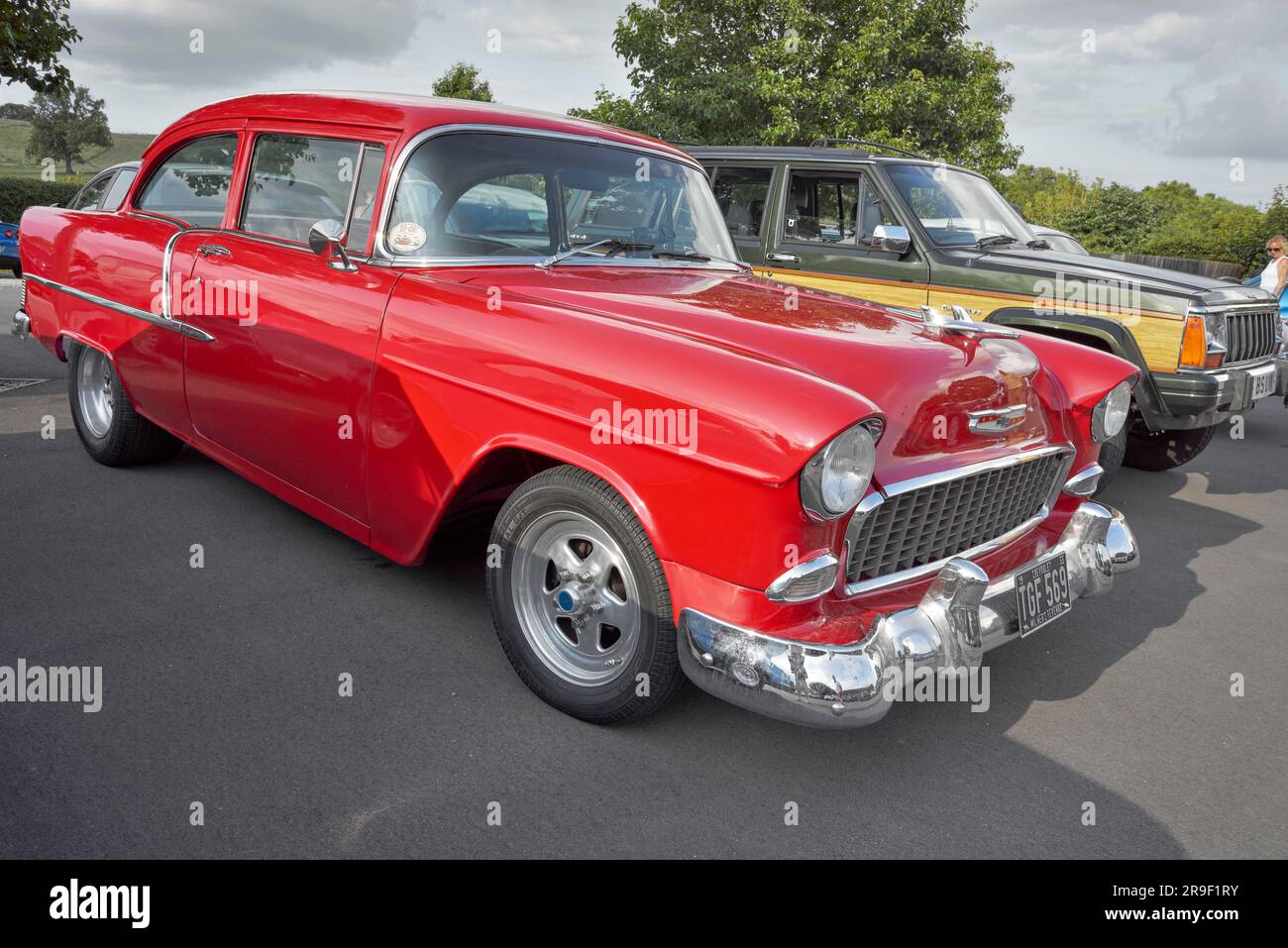 Chevrolet Bel Air 1956 2 door red USA saloon Stock Photo - Alamy