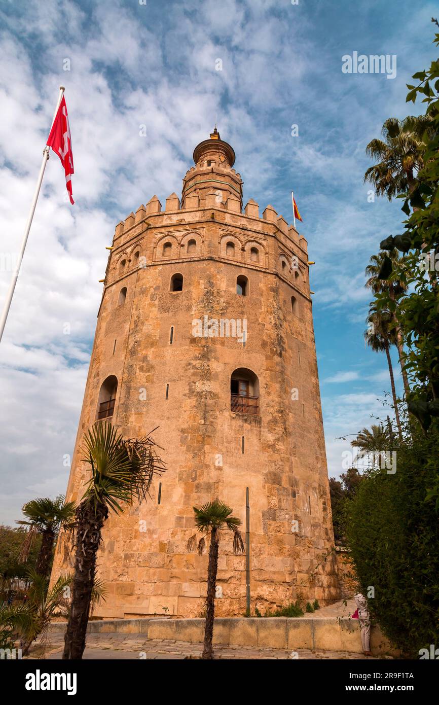 Interior view of the Torre del Oro, Tower of Gold, a military ...