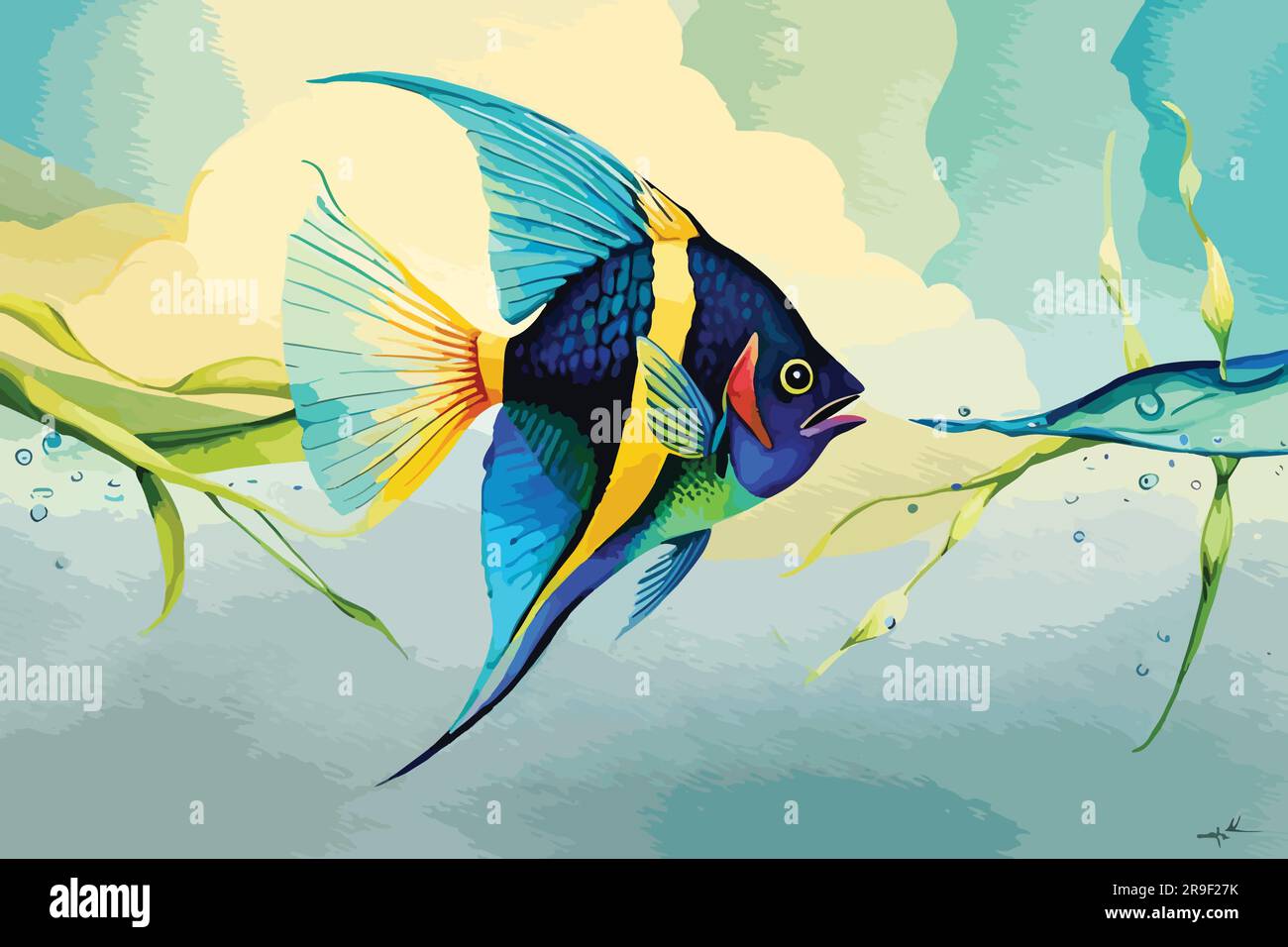 Watercolor Angel Fish