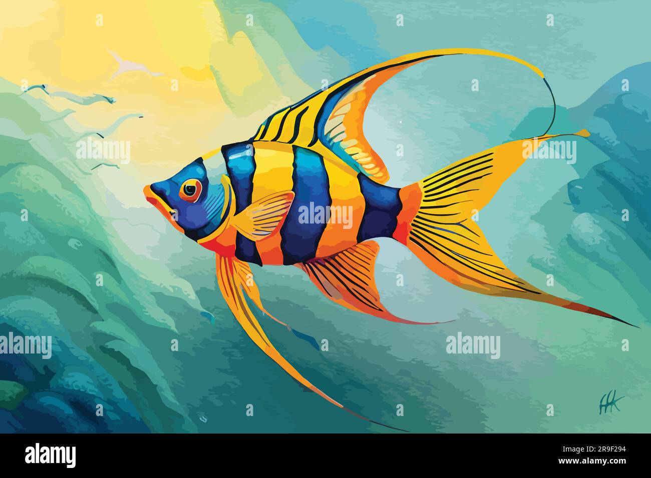 Watercolor Angel Fish