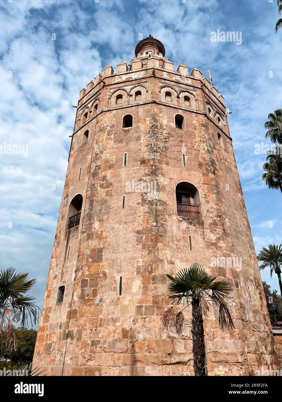 Seville, Spain - FEB 24, 2022: The Torre del Oro, Tower of Gold is a ...