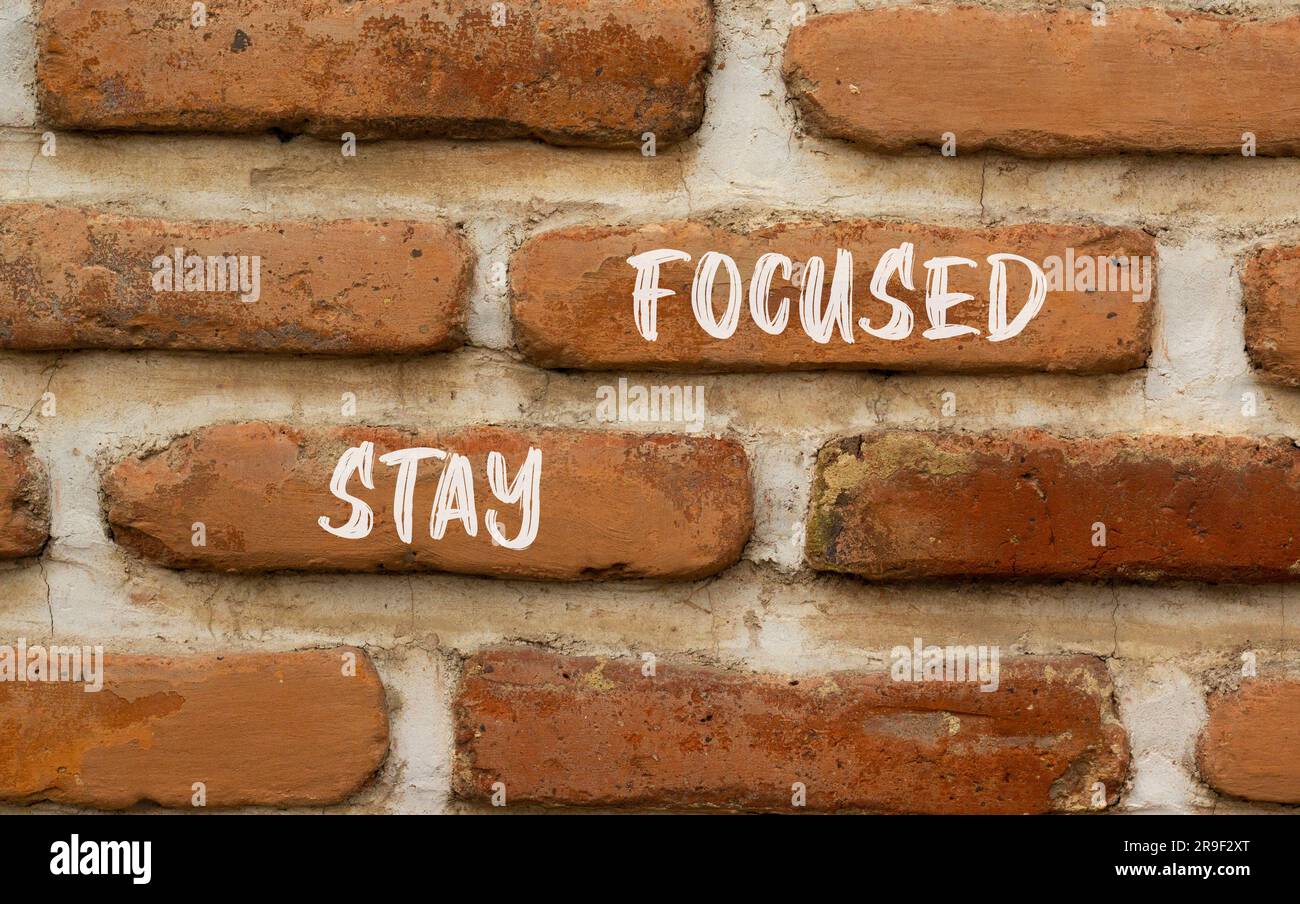 Stay focused symbol. Concept words Stay focused on beautiful brown ...
