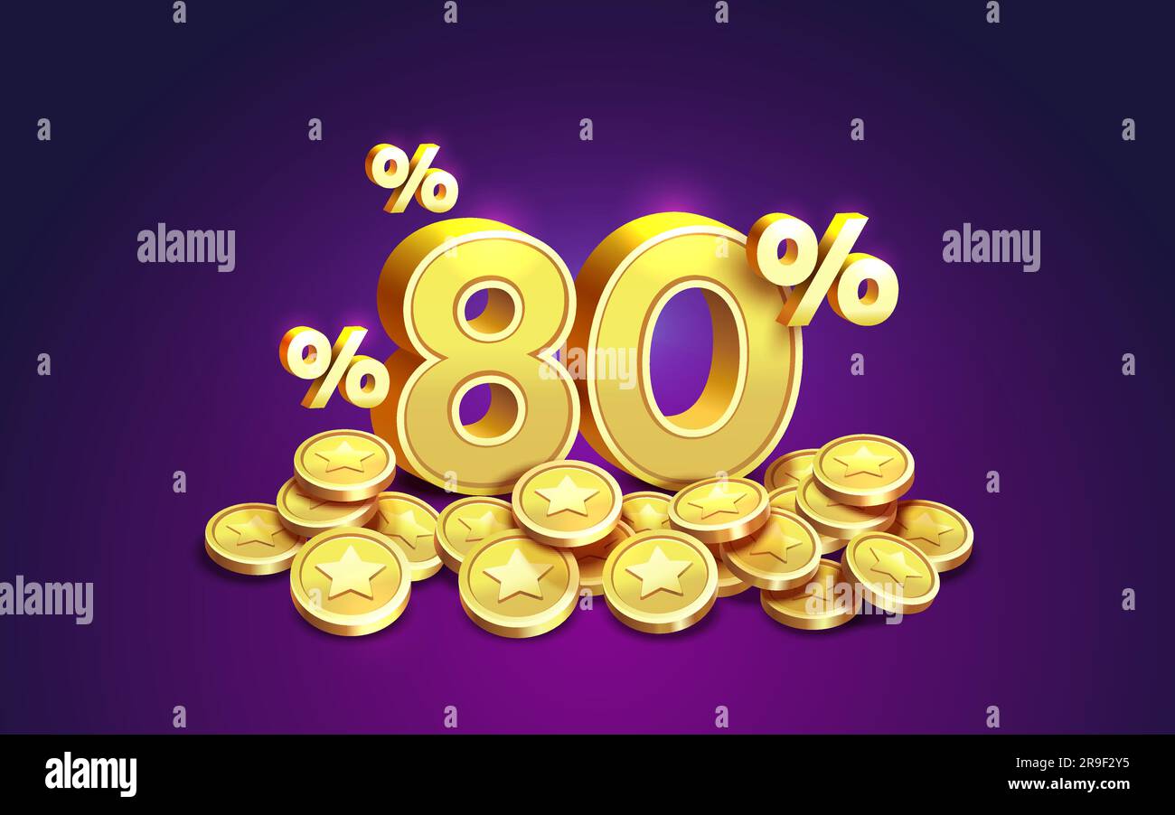 Cashback 80 percentage golden coins hi-res stock photography and images ...