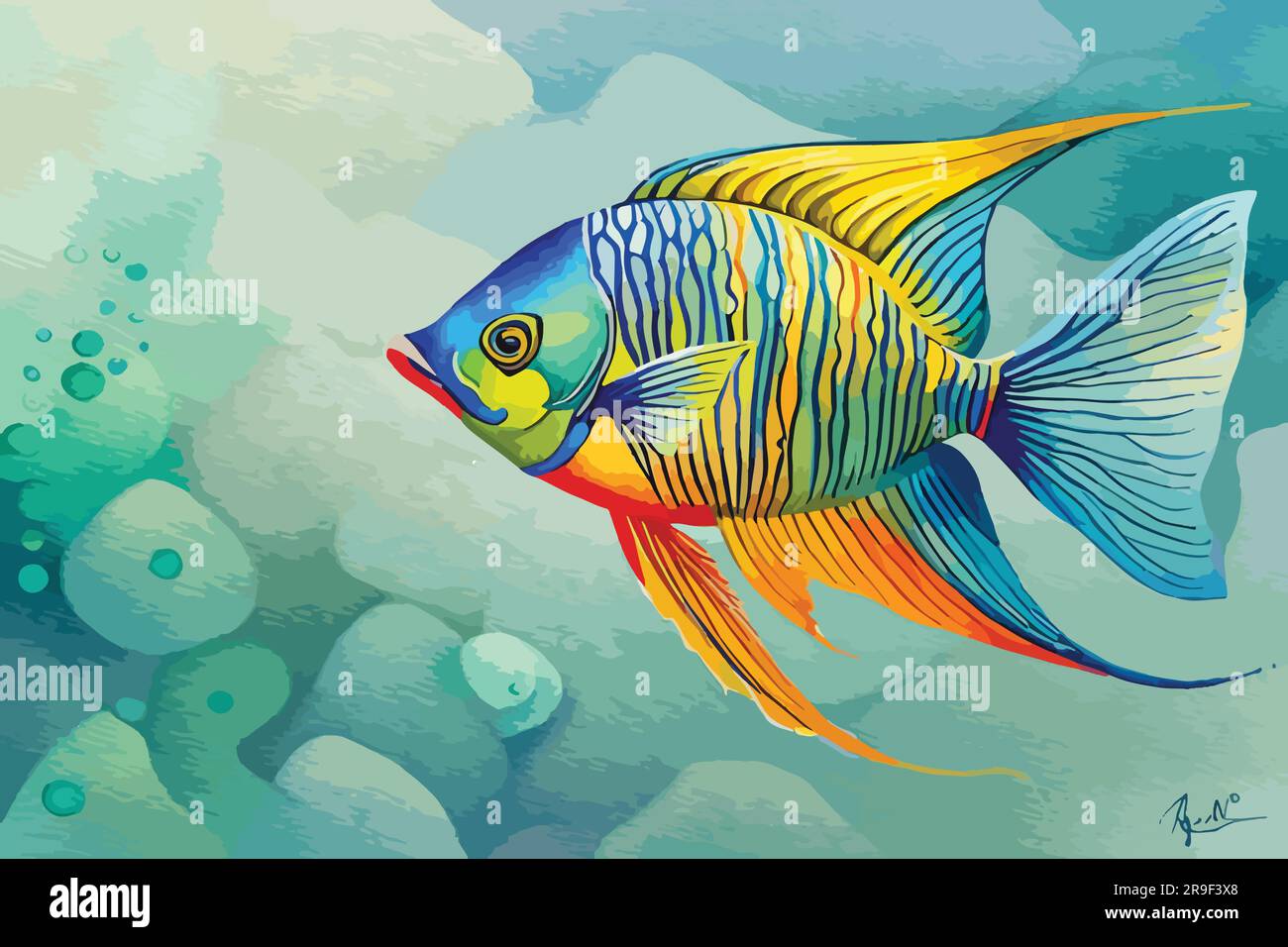 Watercolor Angel Fish