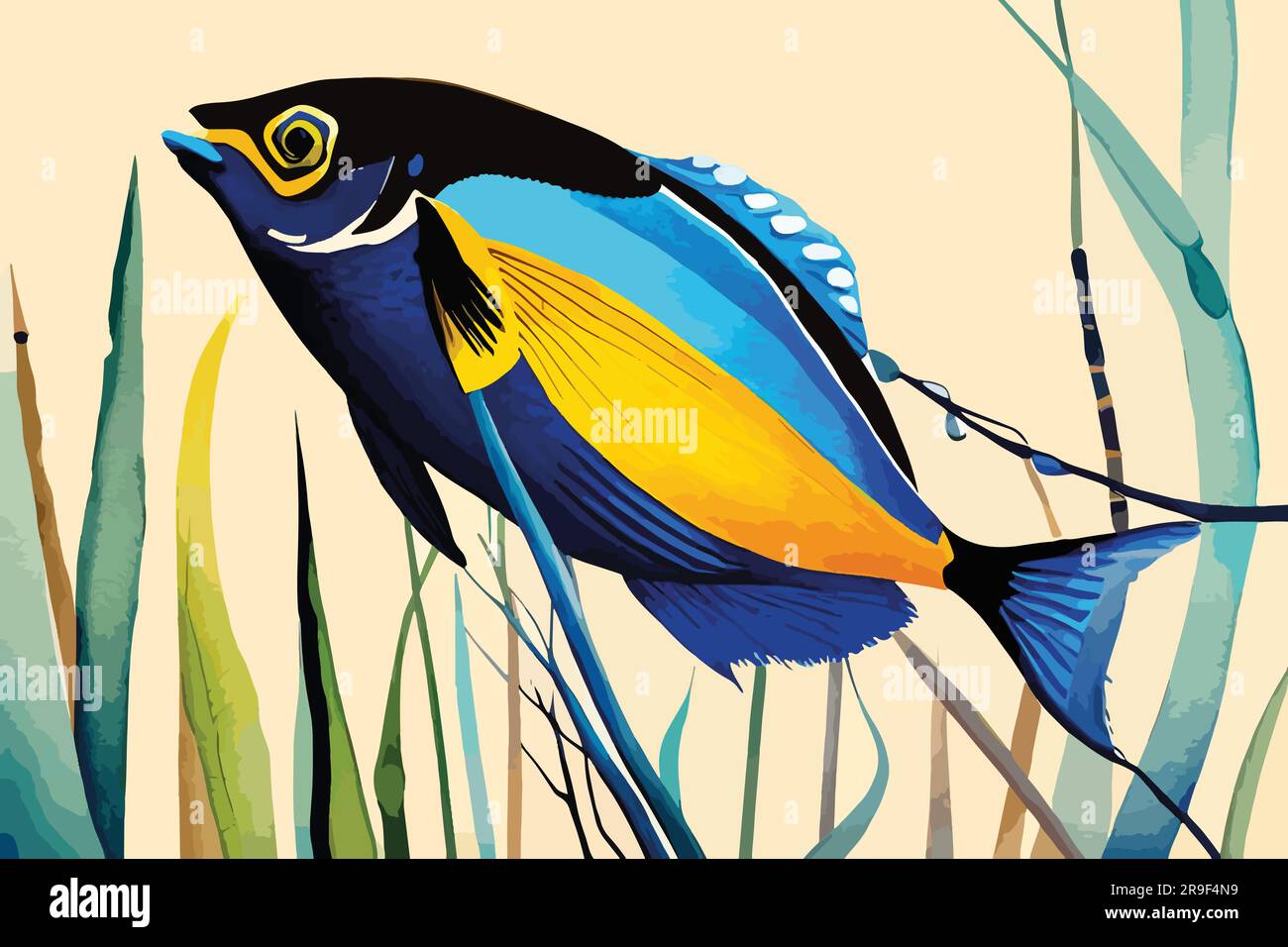 Blue tang art Stock Vector Images - Alamy