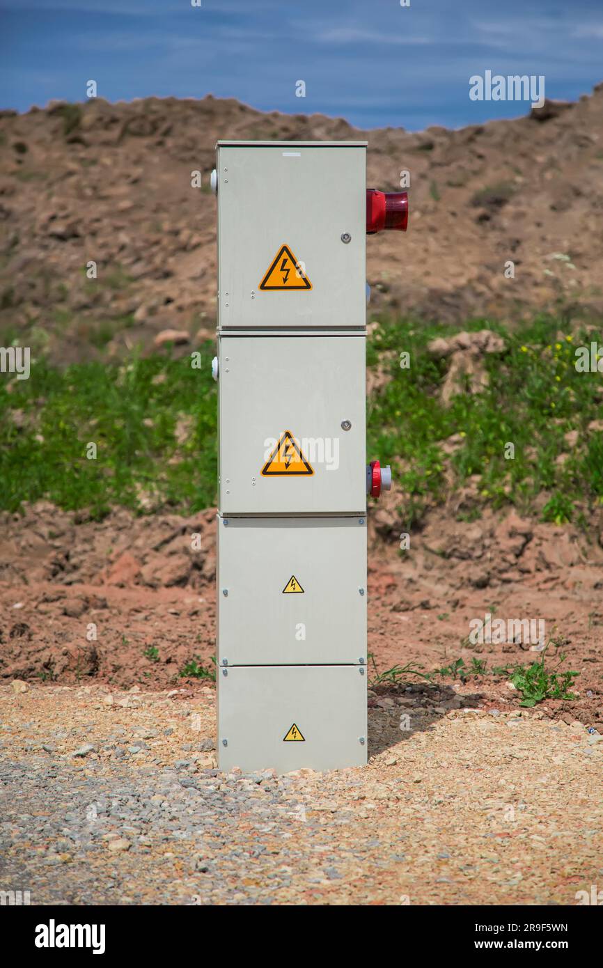 Temporary electric box in construction site Stock Photo - Alamy