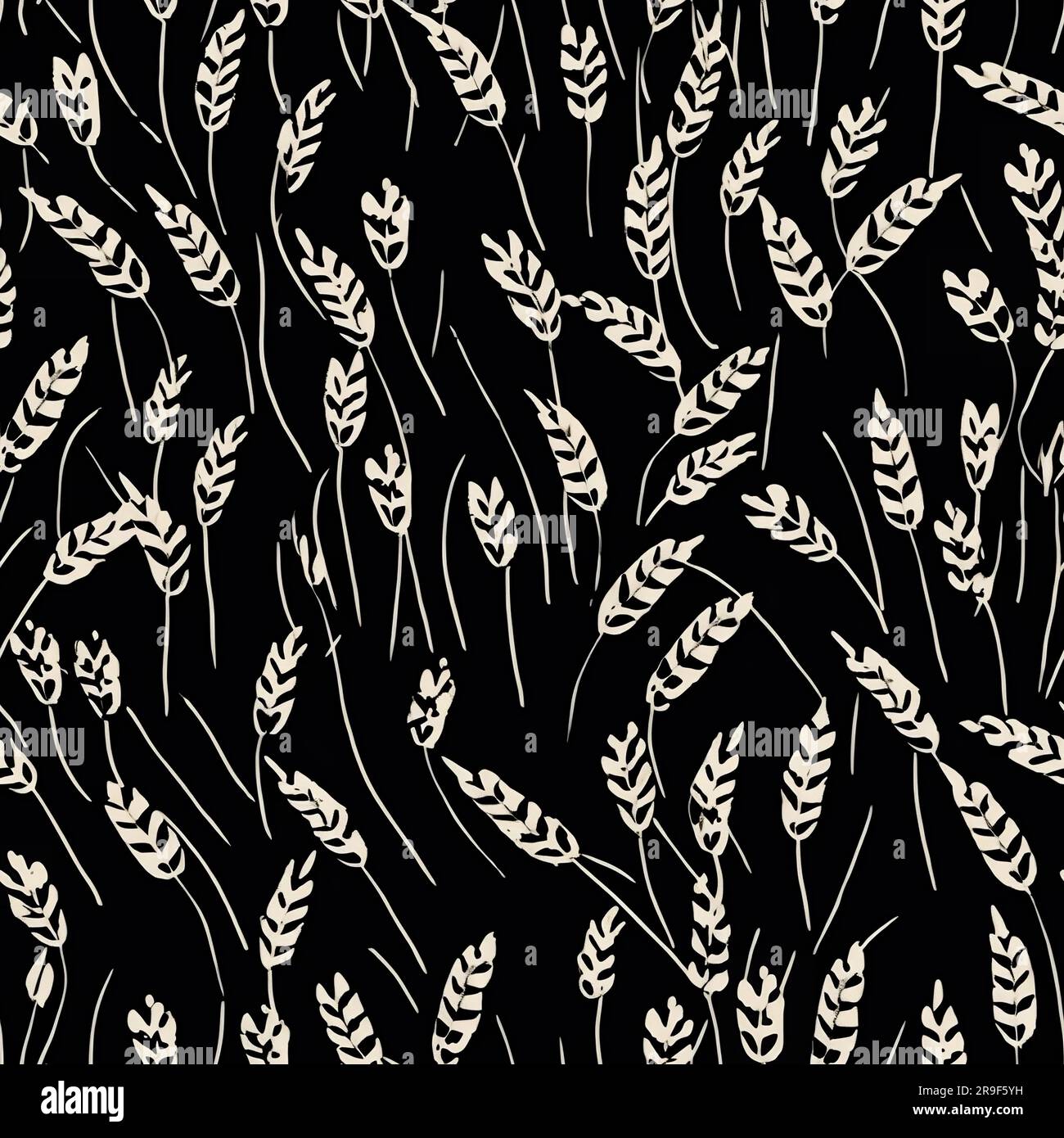 A black background featuring a seamless pattern of wheat grains ...