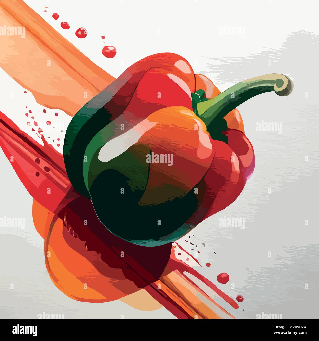 Green bell pepper watercolor illustration Stock Vector Images - Alamy