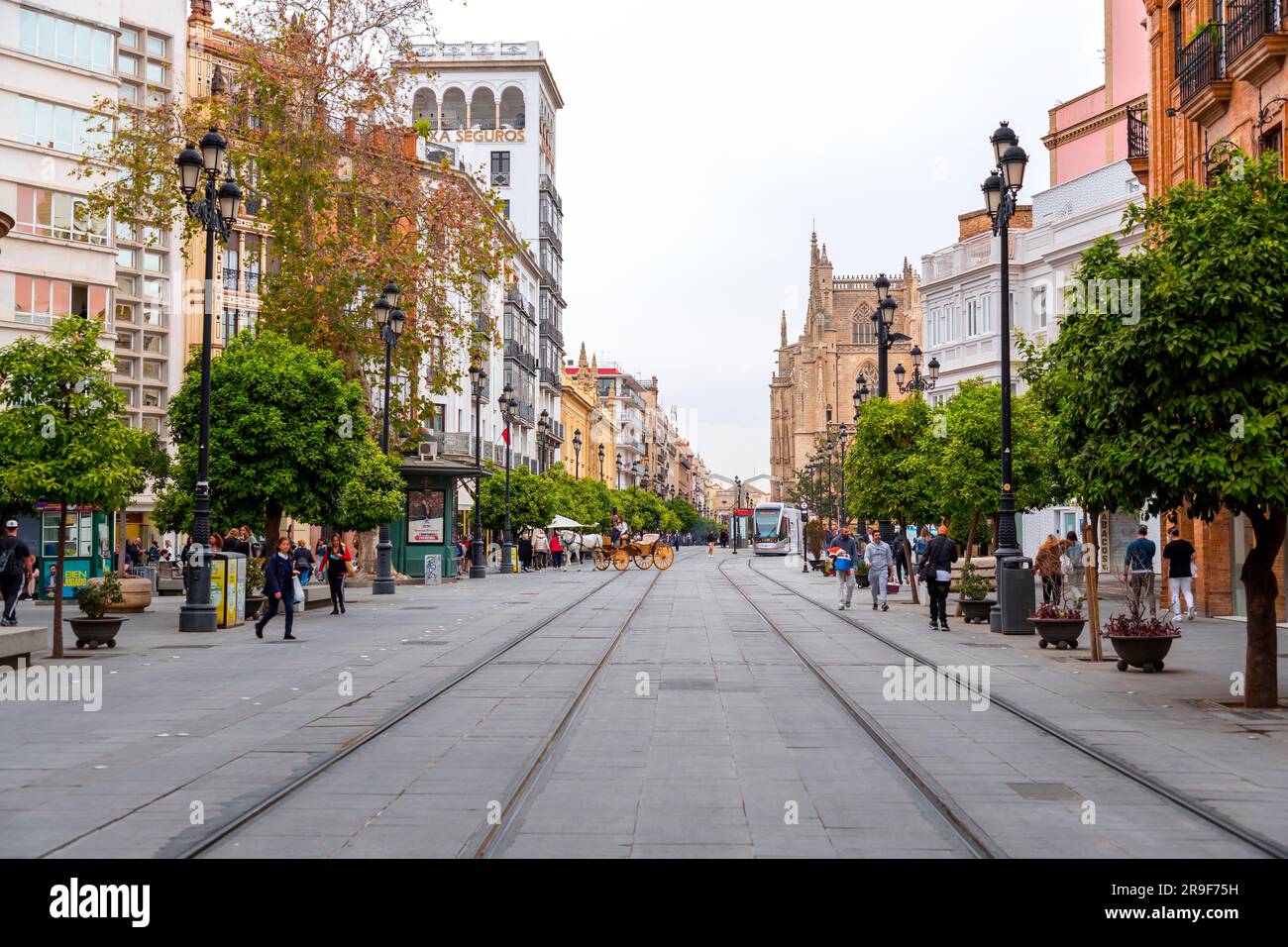 Seville, Spain-FEB 24, 2022: Typical street view and generic ...