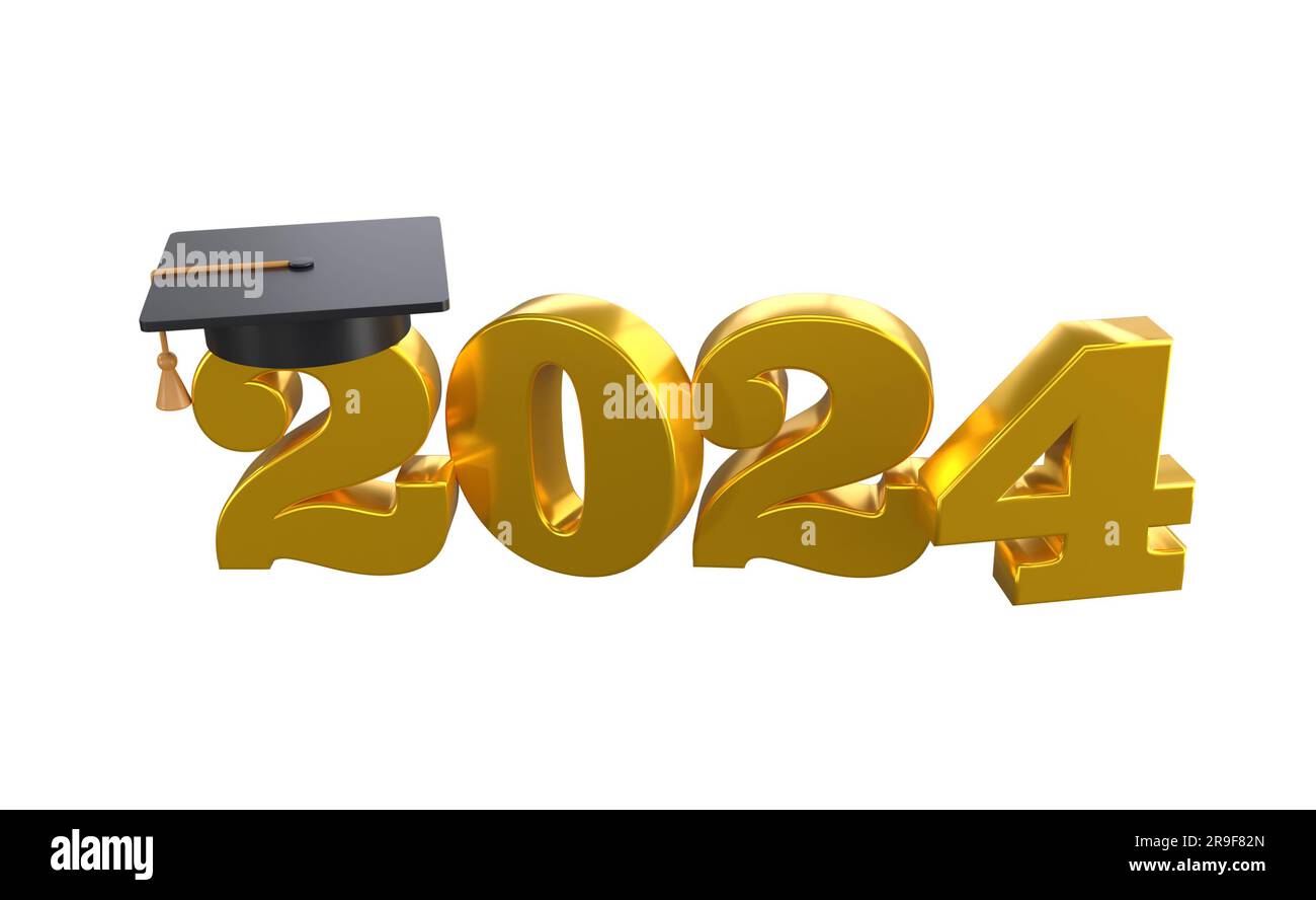 Class of 2024 3d icon. Congratulation graduates design template with ...