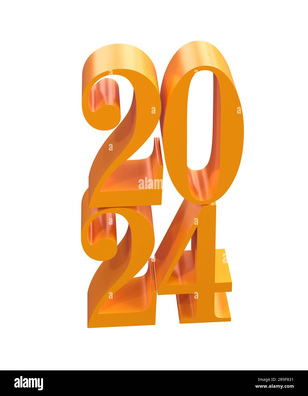 Happy New Year 2024 with shiny 3D golden numbers with clipping path ...