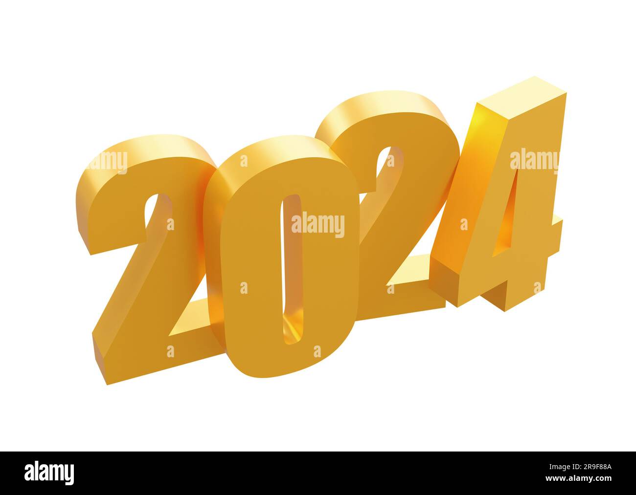 Happy New Year 2024 with shiny 3D golden numbers with clipping path ...