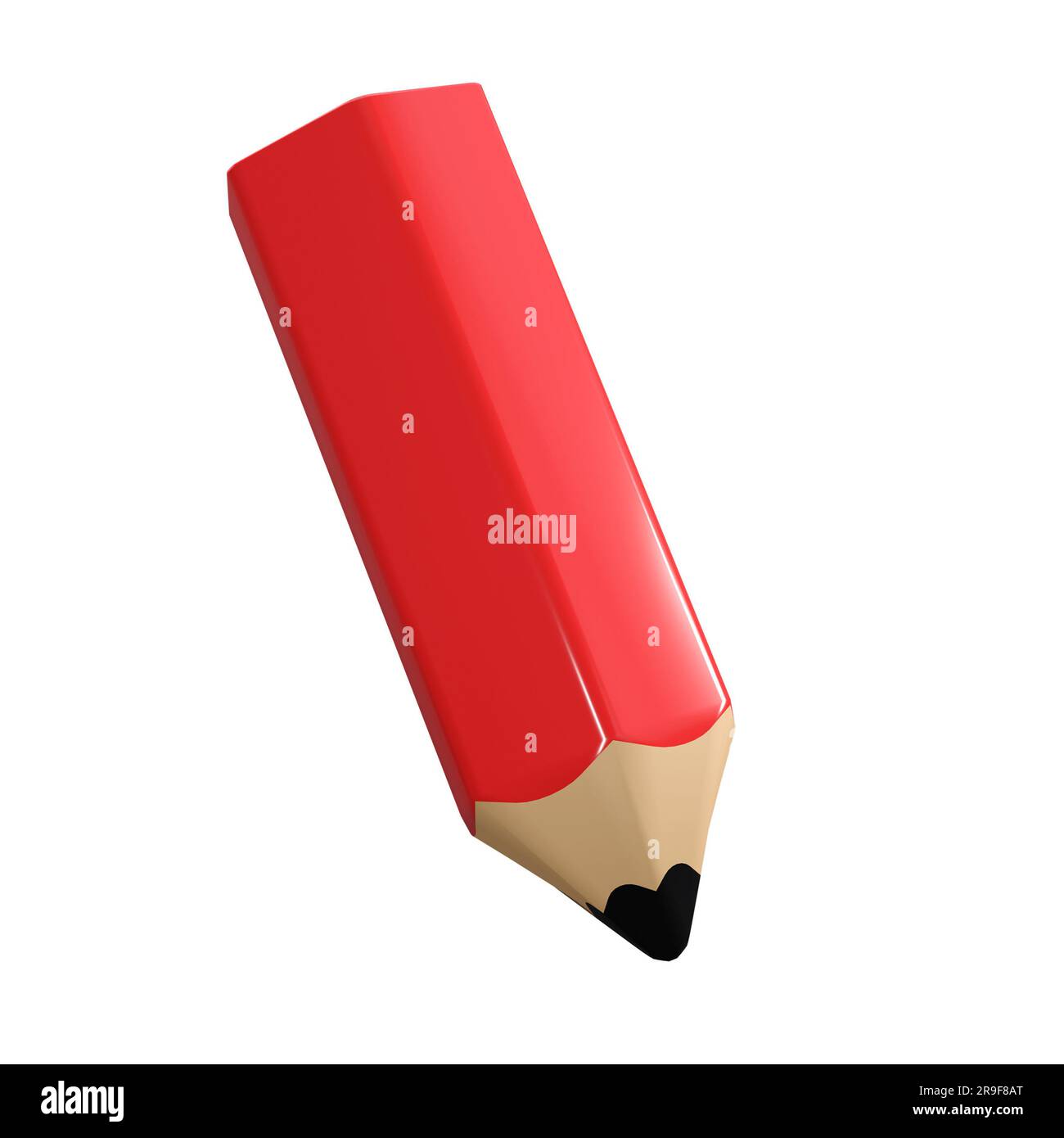 Realistic red pencil 3d icon stationery for school render. Colored ...