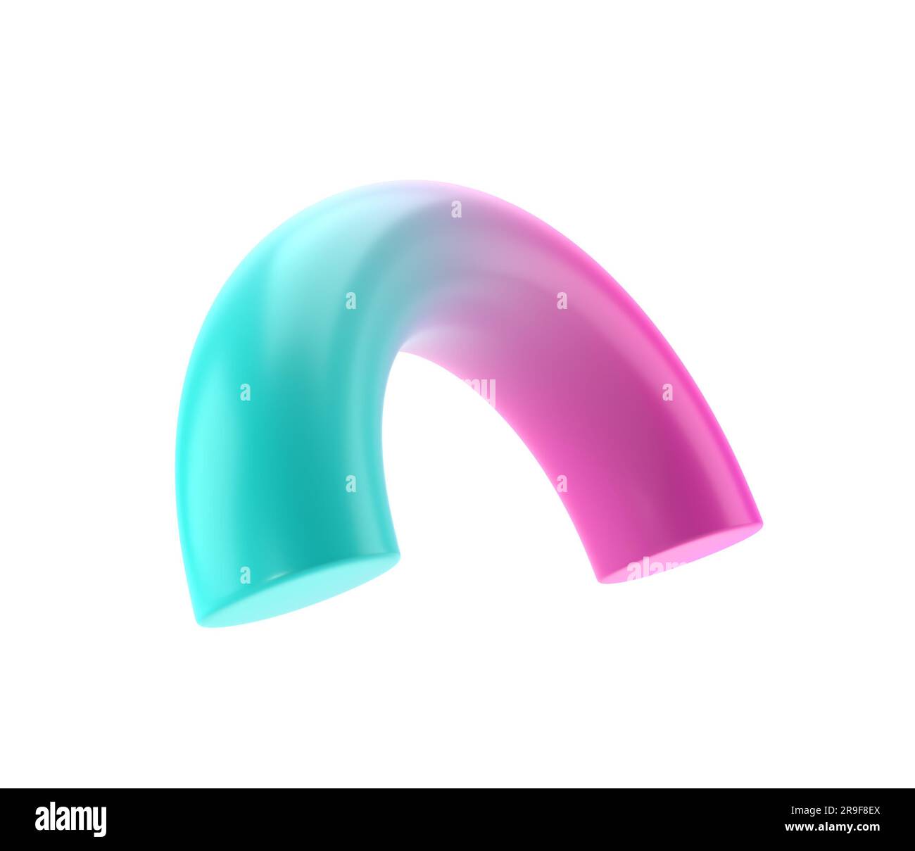 3d dimensional abstract shape semidonut geometric metal. Realistic ...