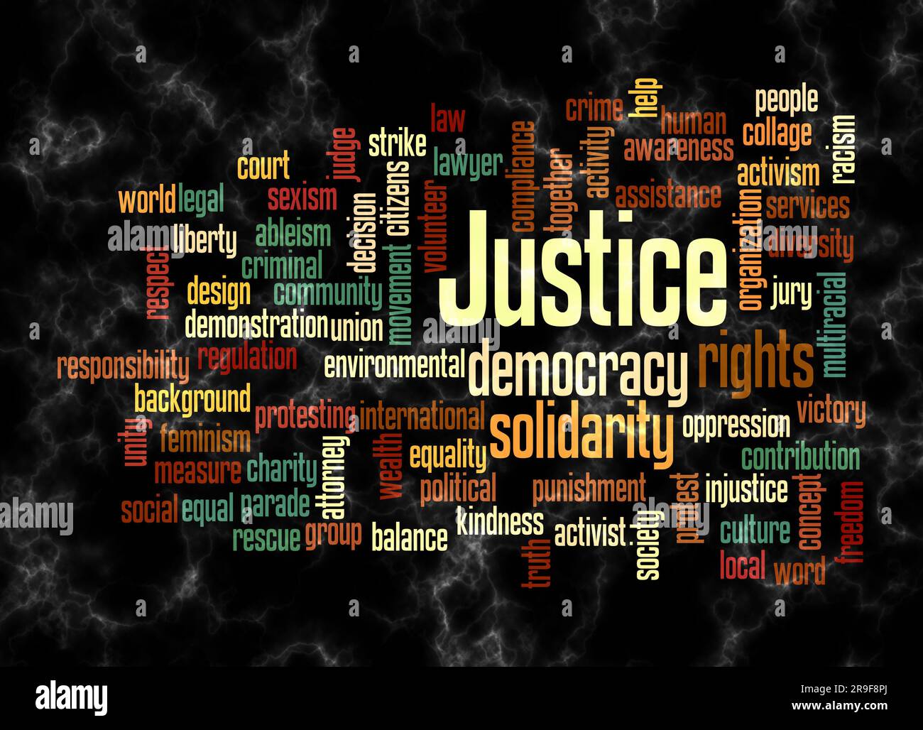 Word Cloud with JUSTICE concept create with text only Stock Photo - Alamy