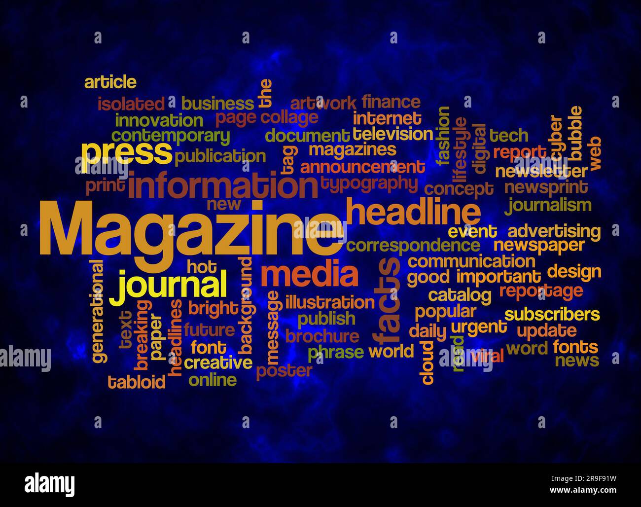 Word Cloud with MAGAZINE concept create with text only Stock Photo - Alamy