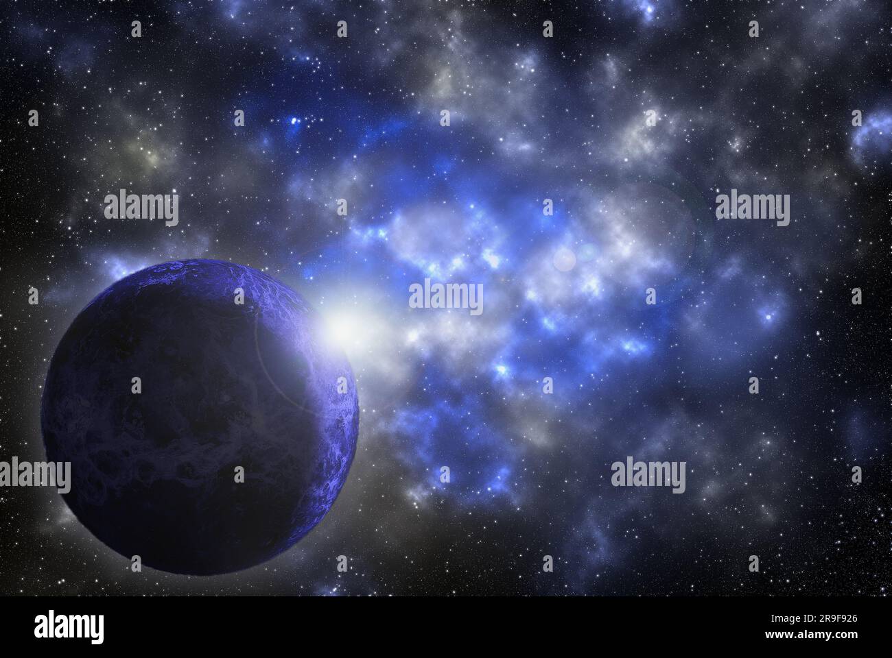 Unknown planet from outer space. Space nebula. Cosmic cluster of stars ...